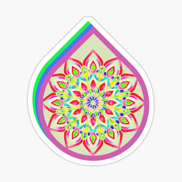 "Single Mandala Raindrop with Bright Pink, Radioactive Green, and Soft ...