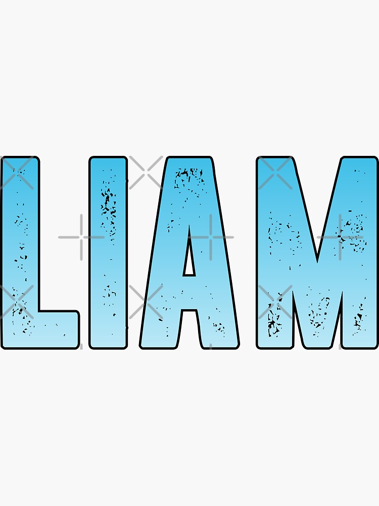 "Liam name. Blue text design" Sticker for Sale by gmstockstudio | Redbubble