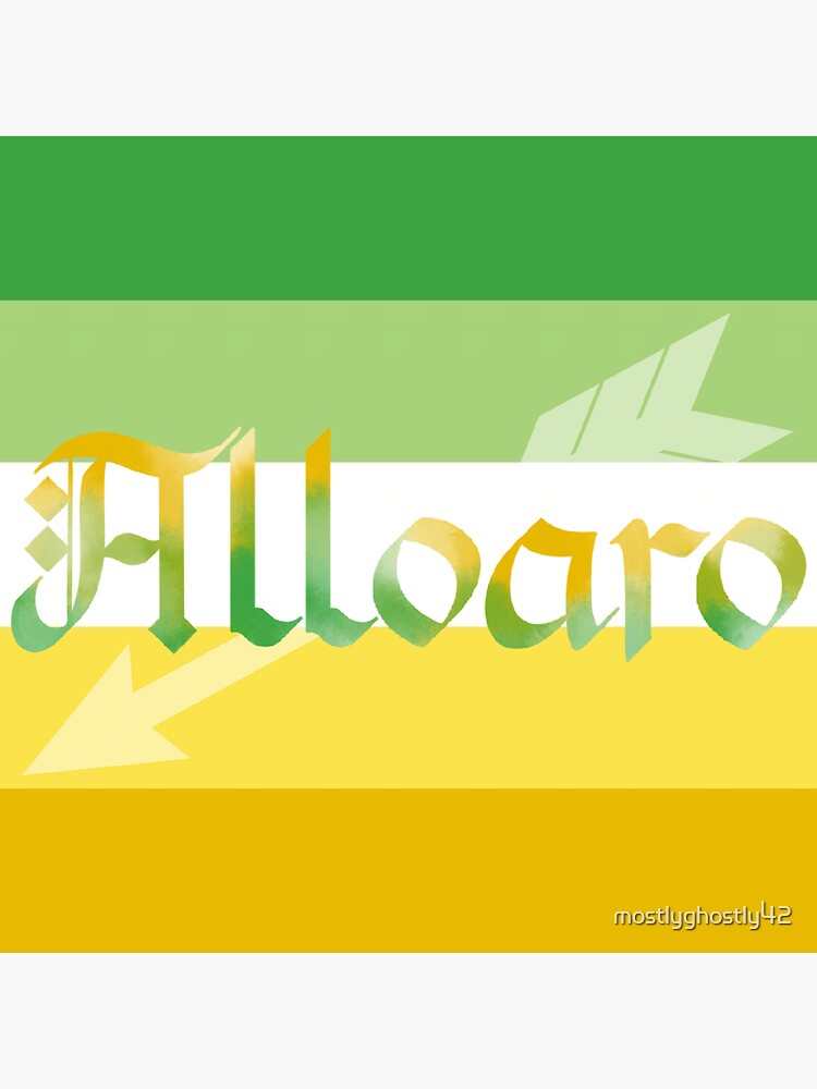 "AlloAro Pride Flag Allosexual Aromantic Gothic Calligraphy" Sticker ...
