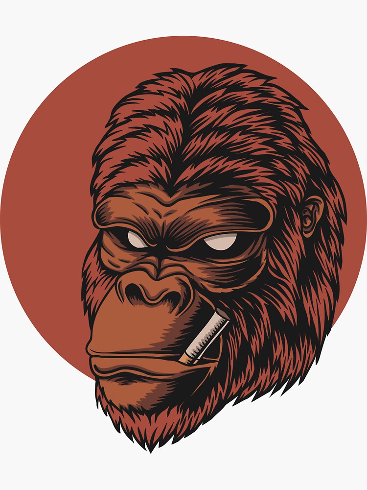 "Smoking ape" Sticker for Sale by Disturbed-Mind | Redbubble