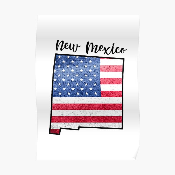 "New Mexico State Outline with Patriotic USA American Flag" Poster for ...