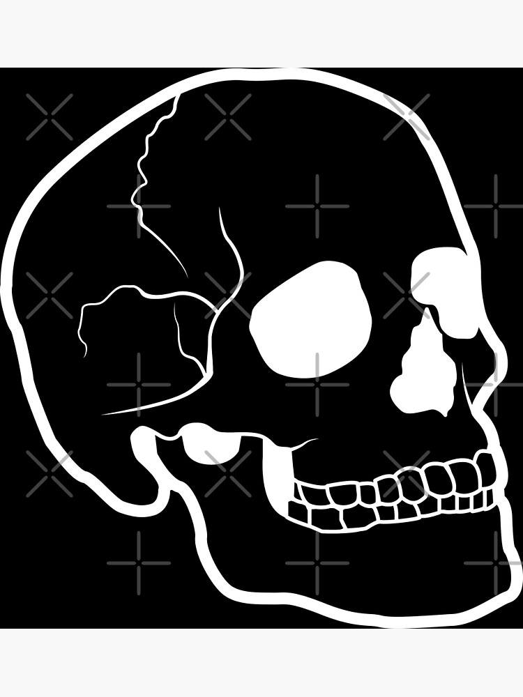 "Smiling Skull (White Outline)" Poster for Sale by RuffittDesign ...