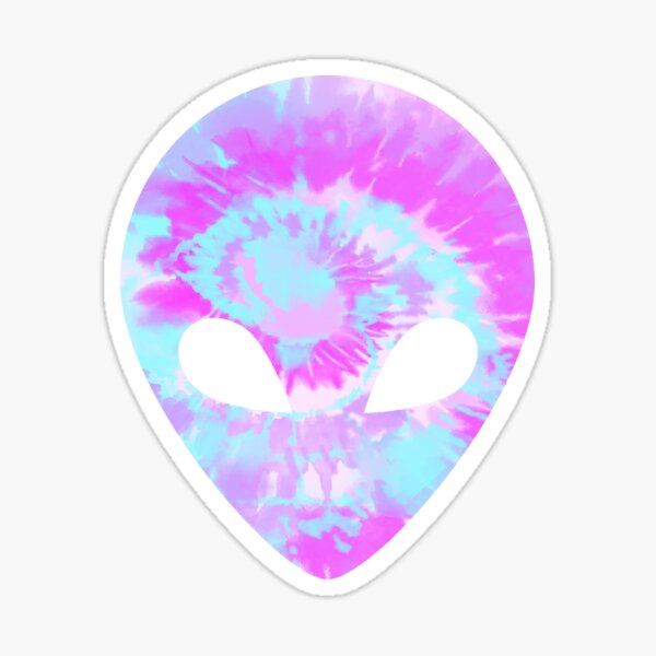 "Pink Tie Dye Alien Head Rave Colorful UFO Costume Kawaii" Sticker for ...