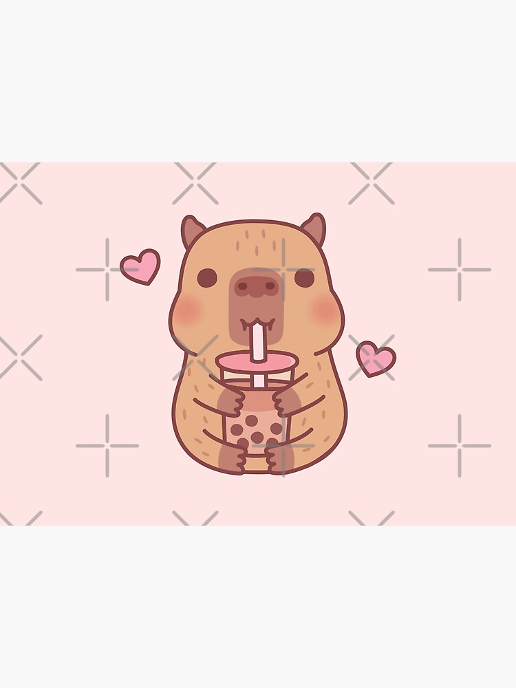 "Cute Little Capybara Loves Bubble Tea" Poster for Sale by rustydoodle | Redbubble