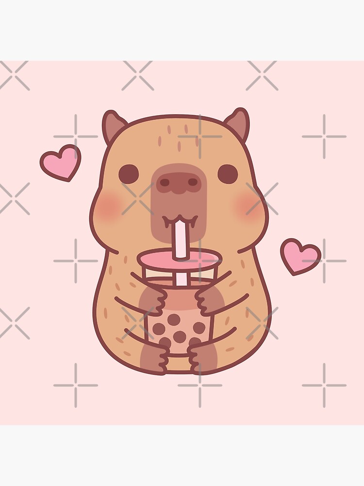 "Cute Little Capybara Loves Bubble Tea" Art Board Print for Sale by rustydoodle | Redbubble