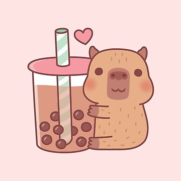"Cute Little Capybara Hugs Bubble Tea" Art Board Print for Sale by rustydoodle | Redbubble