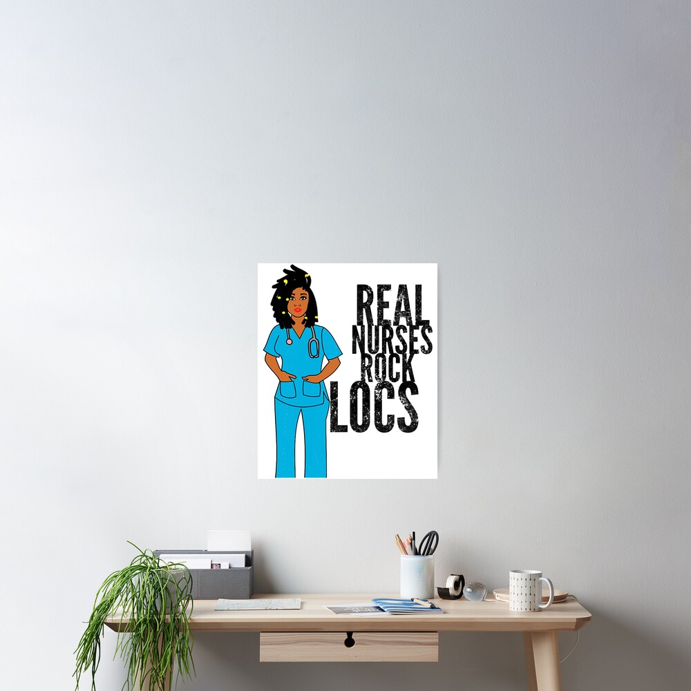 "Black African American Nurse Natural Hair Locs Dreadlocks" Poster for ...
