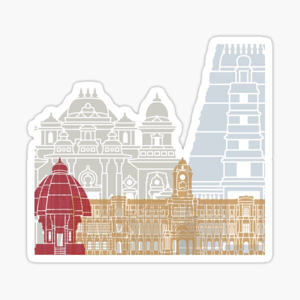 "Chennai skyline poster" Sticker for Sale by paulrommer | Redbubble