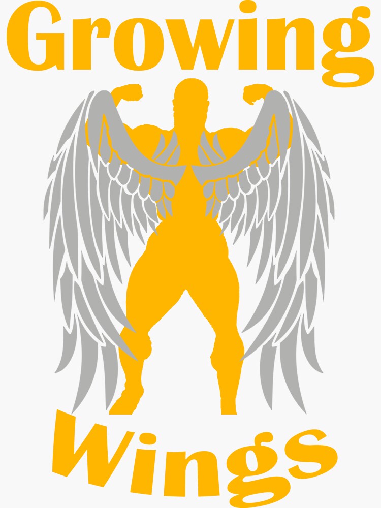 "Bodybuilding Back Pose Growing Wings? Big Lats Gold" Sticker for Sale ...