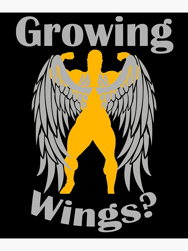"Bodybuilding Back Pose Growing Wings? Big Lats Grey" Poster for Sale ...