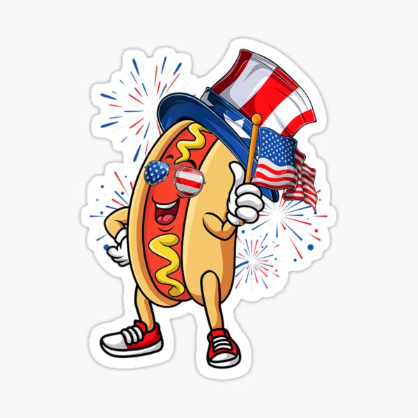 "Hotdog Usa Flag America Independence Day 4Th Of July" Sticker for Sale ...