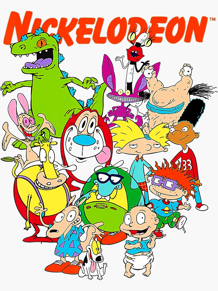 "Nickelodeon Group Shot All Retro 90s Characters " Sticker for Sale by ...