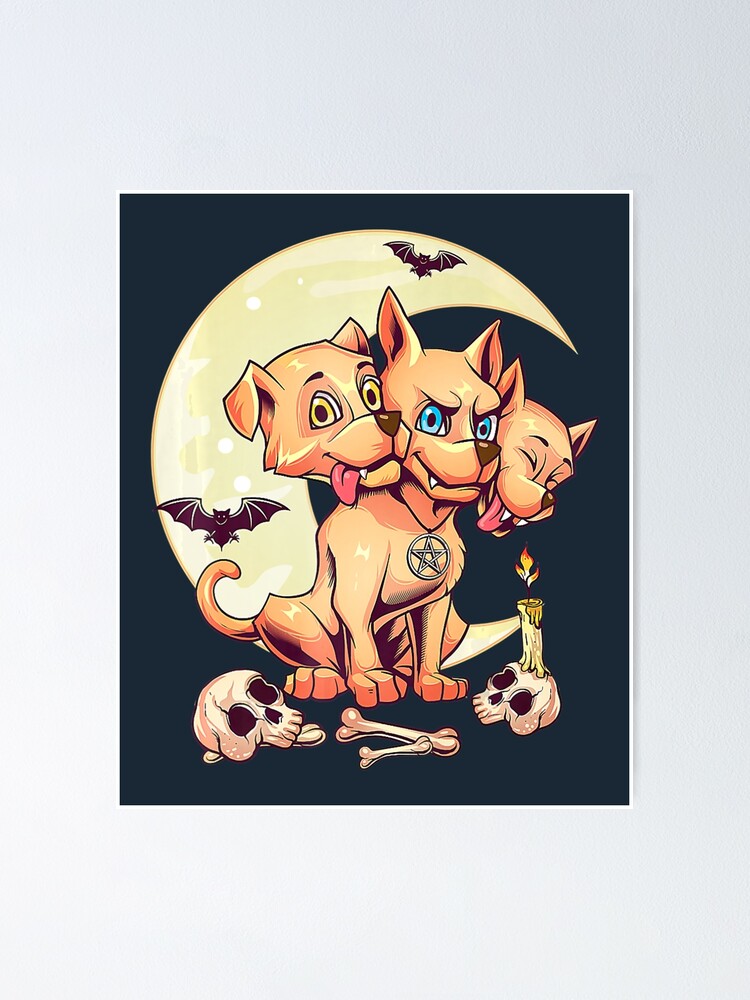 "Kawaii Pastel Goth Cute Creepy 3 Headed Dog Menhera Nu Goth" Poster ...