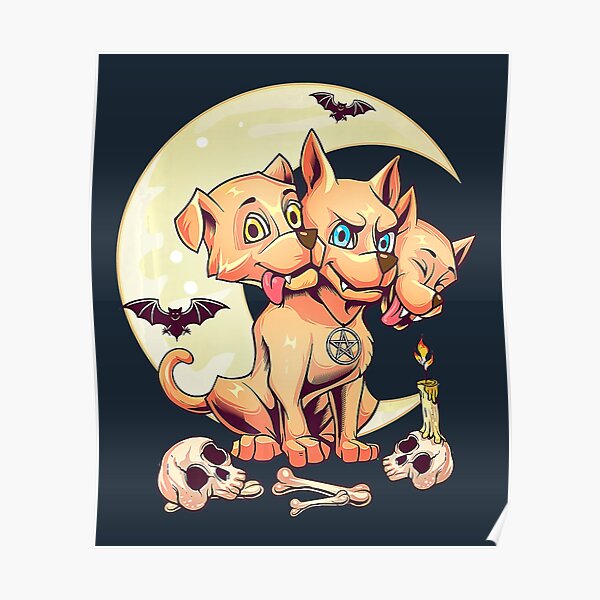 "Kawaii Pastel Goth Cute Creepy 3 Headed Dog Menhera Nu Goth" Poster ...