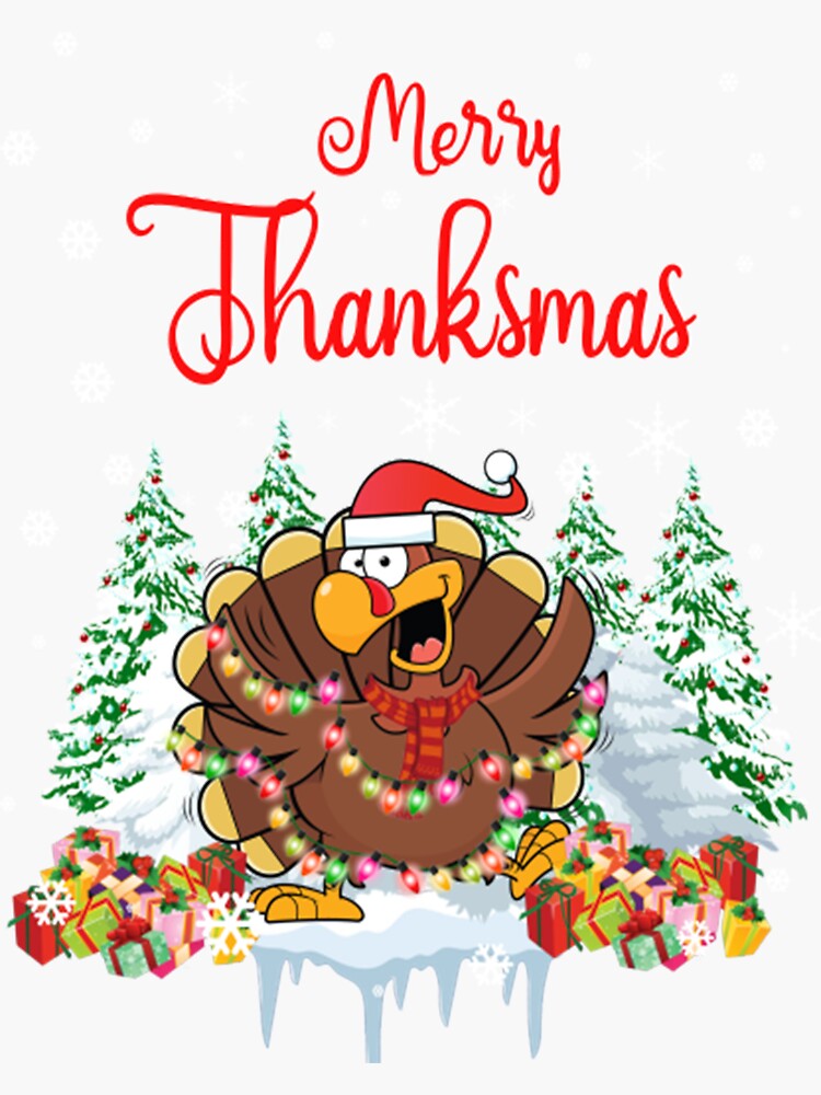 "Funny Merry Thanksmas T-ShirtFunny Merry Thanksmas TShirt Thanksgiving ...