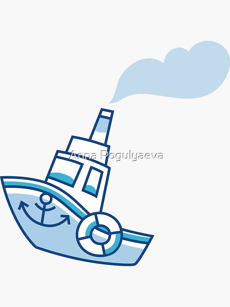 "Cute tugboat" Sticker for Sale by AnnaPoguliaeva | Redbubble