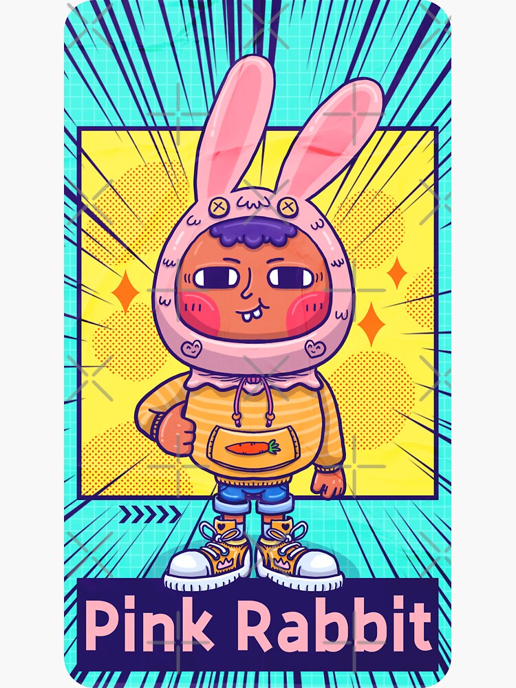"Pink fantastic rabbit man T-shirt" Sticker for Sale by Seanillustrator ...
