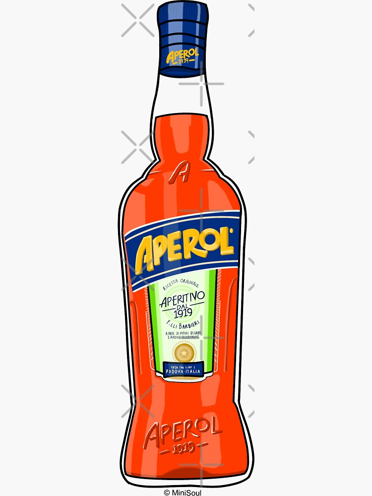 "Aperol Glass Bottle Illustration" Sticker for Sale by MiniSoul | Redbubble