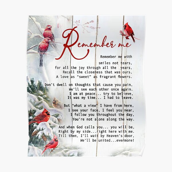 "Cardinals Remember Me Poem" Poster for Sale by JakeGoodwin | Redbubble