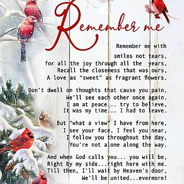 "Cardinals Remember Me Poem" Photographic Print for Sale by JakeGoodwin ...