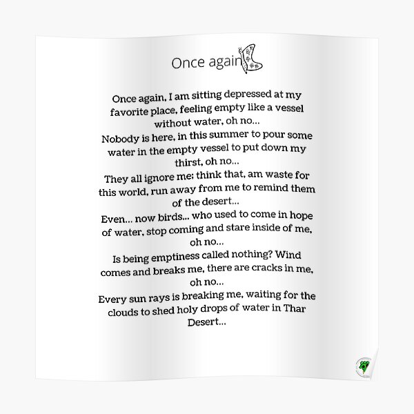 "Once again poem" Poster for Sale by Chanchalwriter | Redbubble