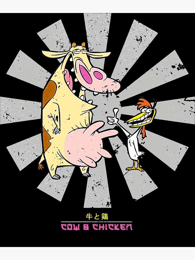 "Cow And Chicken Cow And Chicken Retro Japanese" Art Print for Sale by ...