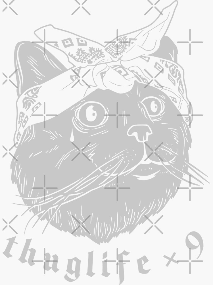 "Thug Life Cat Best Funny Design For Cats Lover" Sticker for Sale by ...