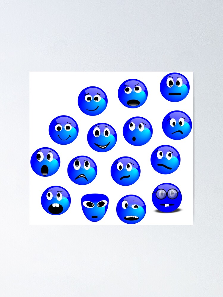 "Blue Face Emoji Pack" Poster for Sale by abrarjamil | Redbubble