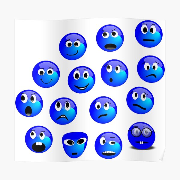 "Blue Face Emoji Pack" Poster for Sale by abrarjamil | Redbubble