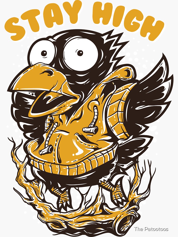 "High Crow - Funny Stoner Bird on Weed Marijuana" Sticker for Sale by ...