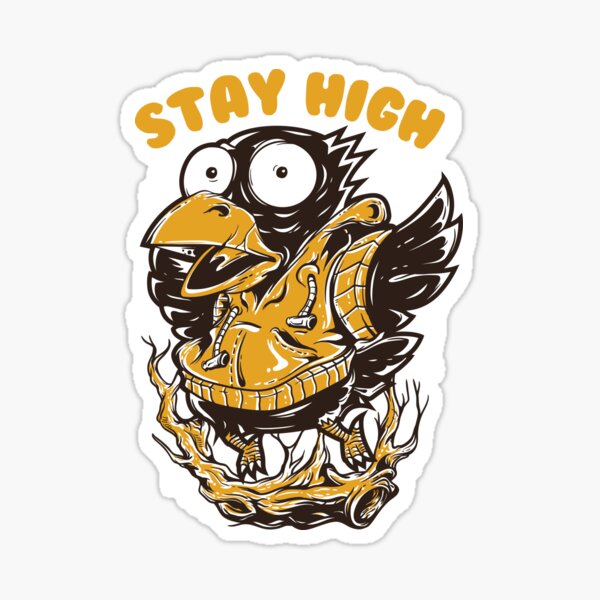 "High Crow - Funny Stoner Bird on Weed Marijuana" Sticker for Sale by ...