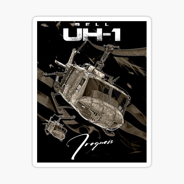 "USA Bell UH-1 Iroquois Helicopter" Sticker for Sale by Aerolovers ...