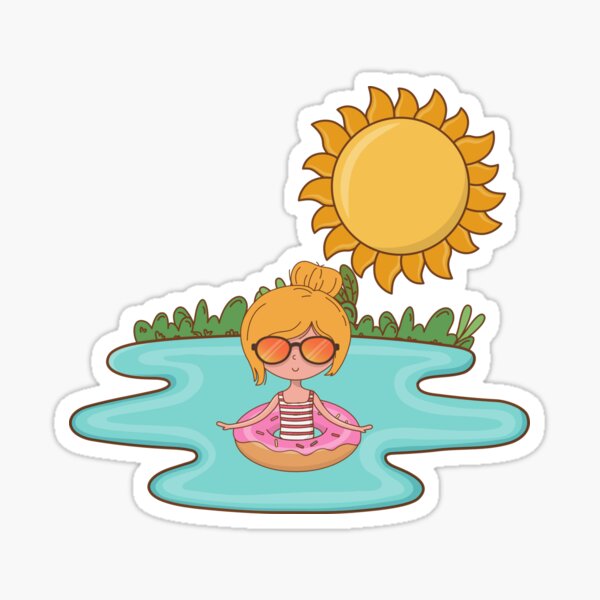 "Girl swimming in the pool" Sticker for Sale by SweetKidsDesign | Redbubble
