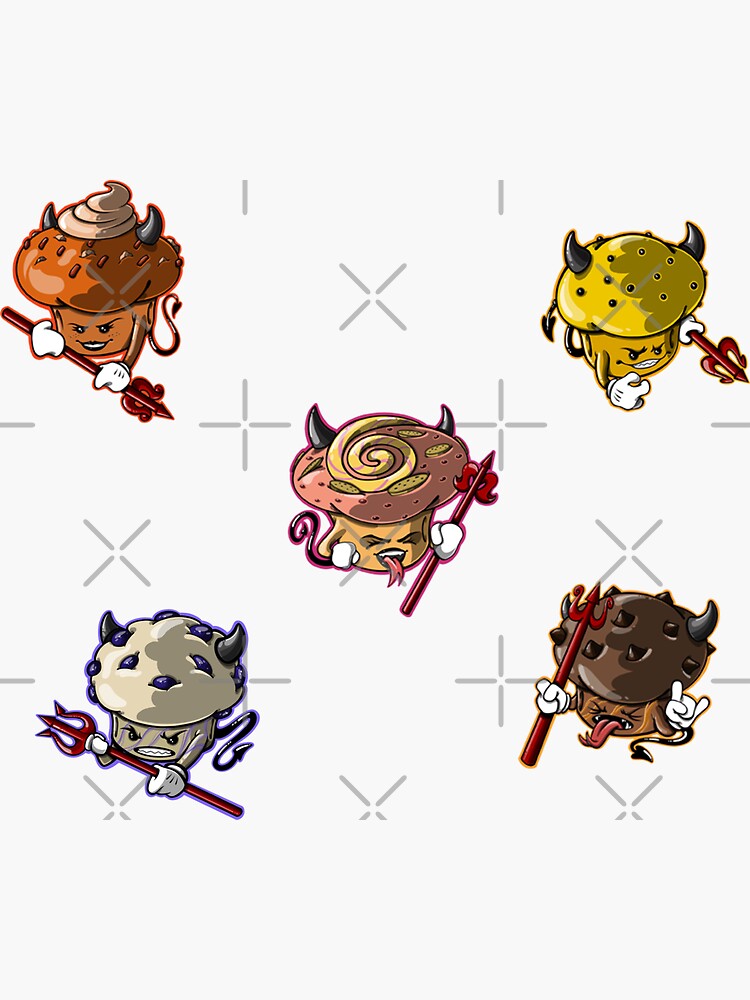 "Hell Muffins Variety Pack Seamless Pattern" Sticker for Sale by ...