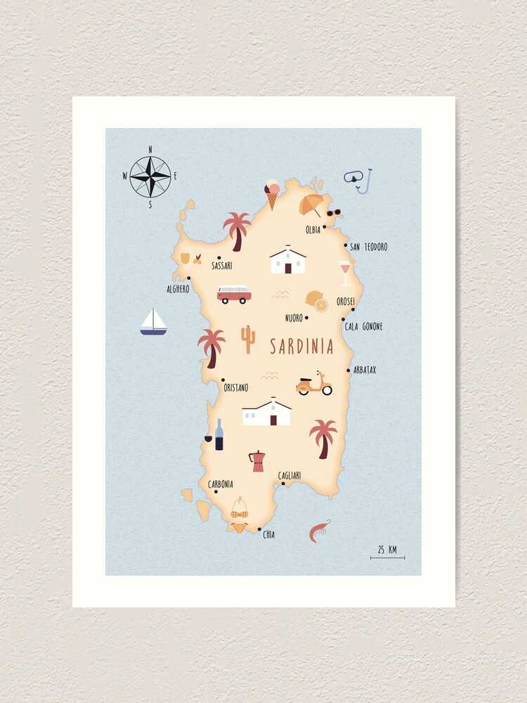 "Illustrated map of Sardinia" Art Print for Sale by ymkesinfogr | Redbubble