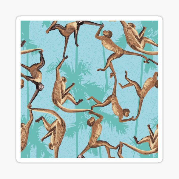 "Monkeys in Jungle Turquoise" Sticker for Sale by Monkey-love-44 ...