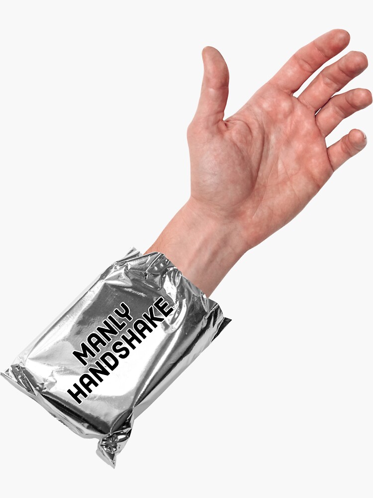 "Manly handshake meme tshirt" Sticker for Sale by thepillowfort | Redbubble