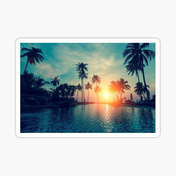 "Tropical Beach Sunset" Sticker for Sale by YouAnother | Redbubble