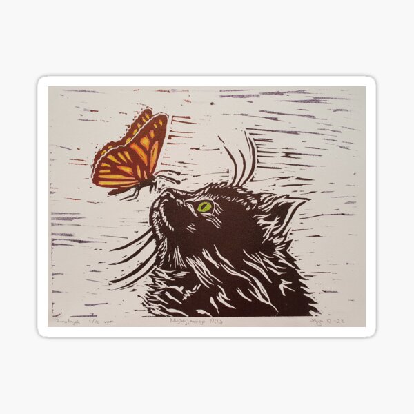 "Curious cat" Sticker for Sale by Kunstner74 | Redbubble