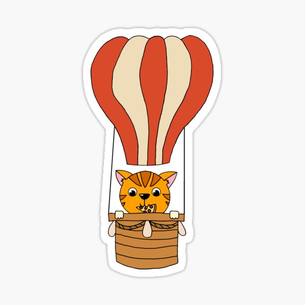 "Cat flying in a hot-air balloon whilst eating a pizza" Sticker by ...