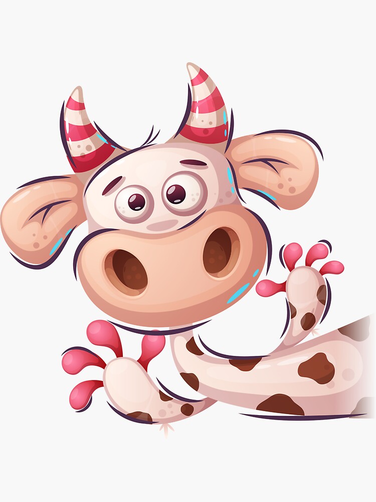 Pegatina « Dibujo de niño de dibujos animados lindo de ganado asustado ...