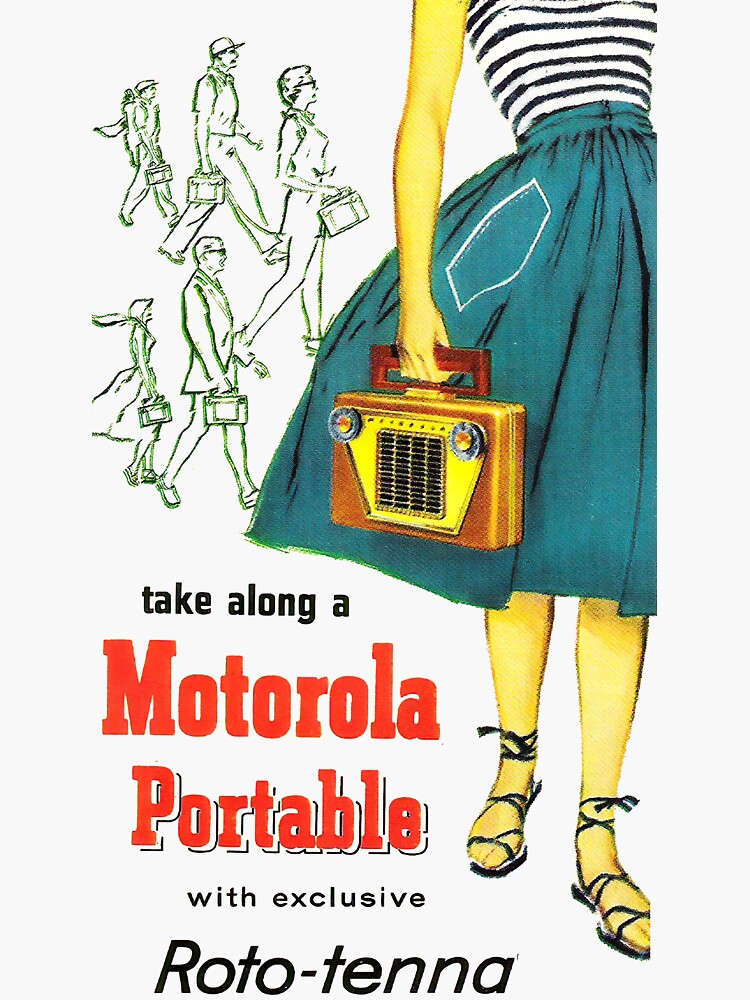 "MOTOROLA PORTABLE RADIO - ADVERT" Sticker for Sale by ThrowbackAds ...