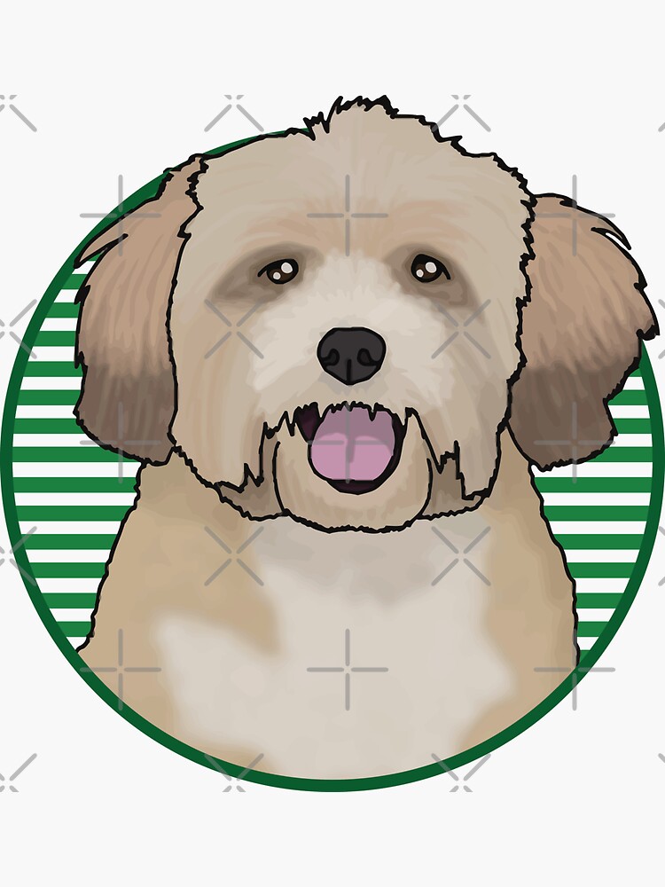 "Lhasa Apsos dog w/ Green stripped circle" Sticker for Sale by ...