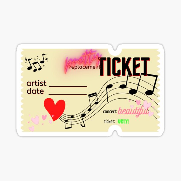 "Replacement Concert ticket - blank concert ticket" Sticker by ...