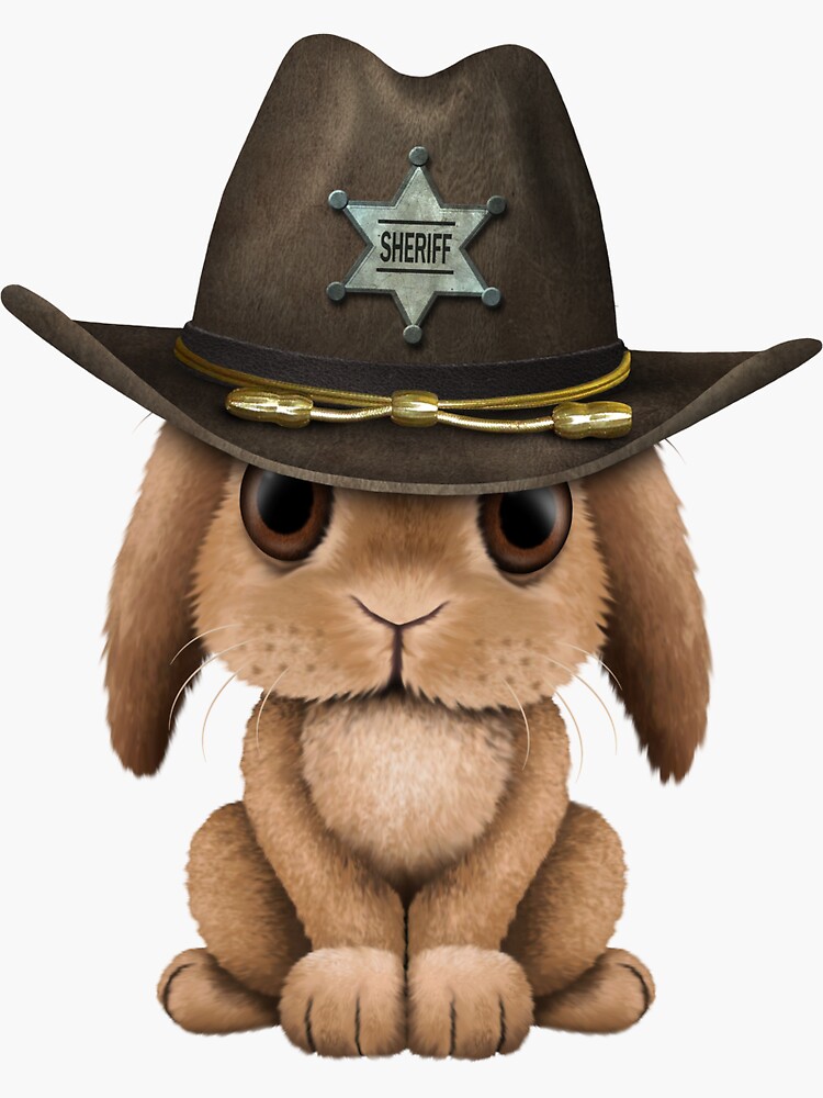 "Cute Baby Bunny Rabbit Sheriff" Sticker by JeffBartels | Redbubble