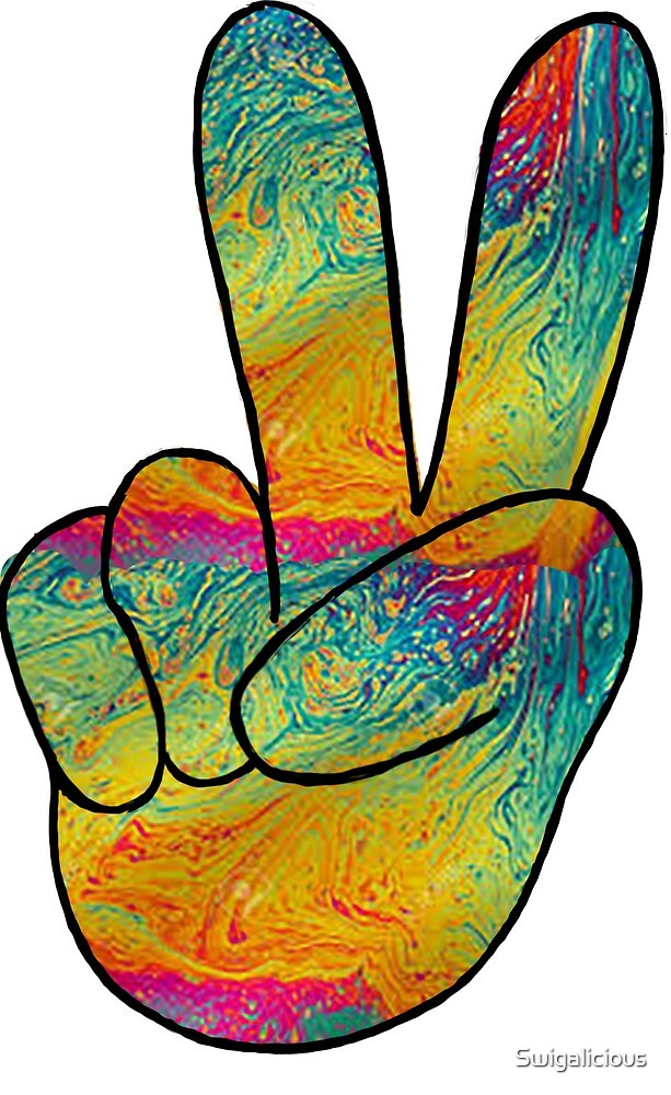 "Psychedelic peace hand " by Swigalicious | Redbubble