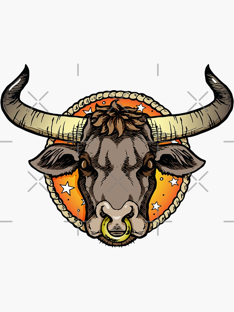 "Bull with a Rope Border" Sticker for Sale by LaughinBones | Redbubble