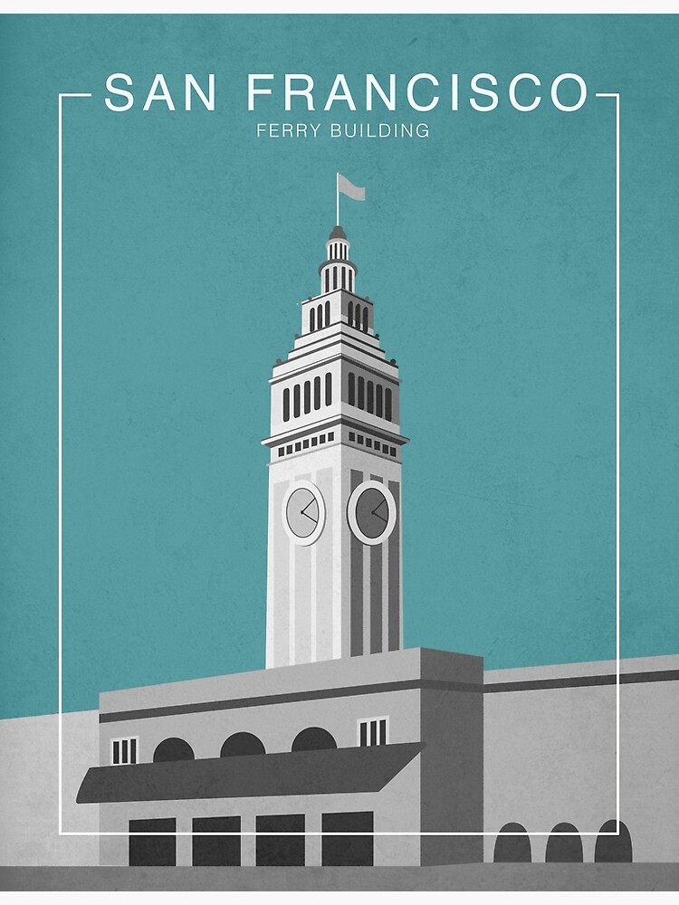 "San Francisco Ferry Building Illustration" Poster for Sale by chloe ...