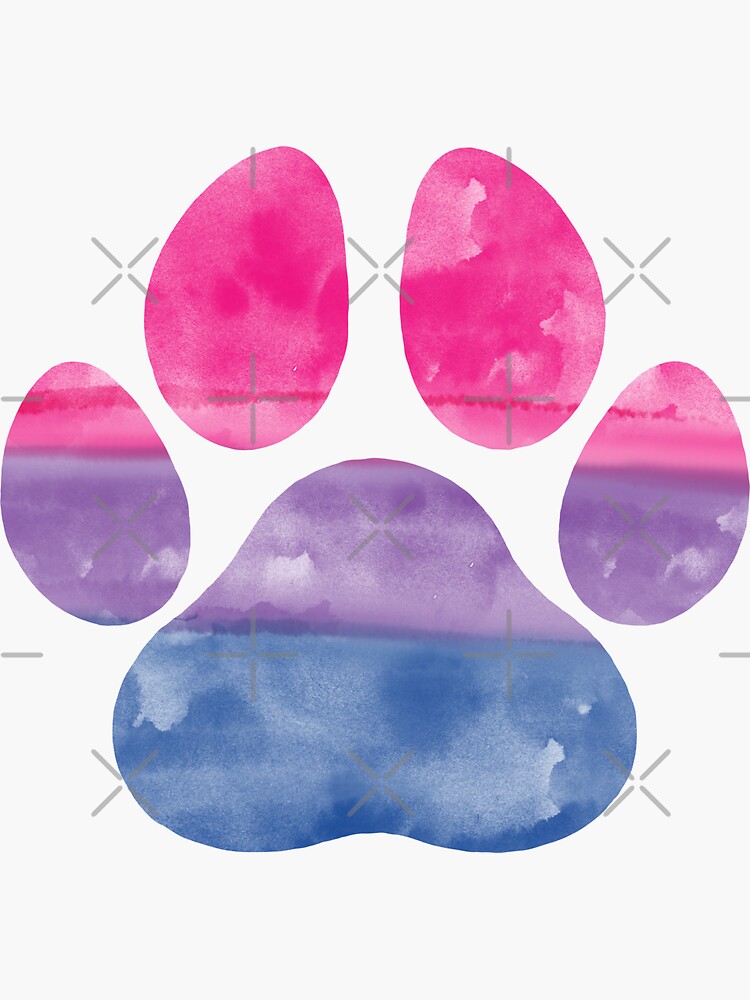 "Watercolor bisexual Pride paw print" Sticker for Sale by Lexie-bear ...