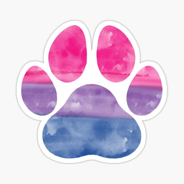 "Watercolor bisexual Pride paw print" Sticker for Sale by Lexie-bear ...
